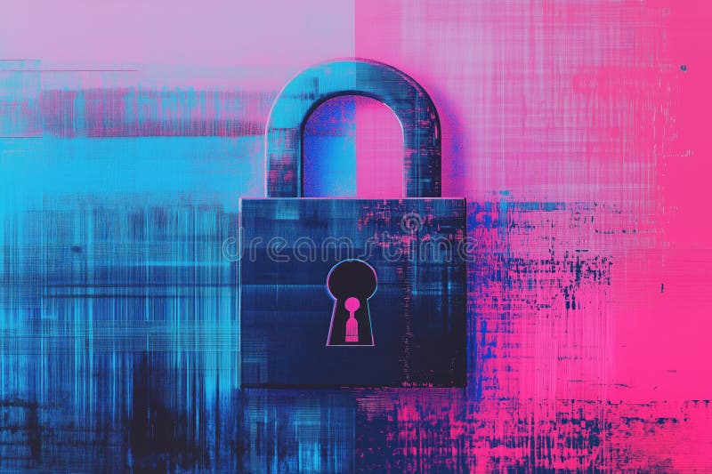 Digital Lock Graphic, Vibrant Colors, Abstract Design, Security Concept ...