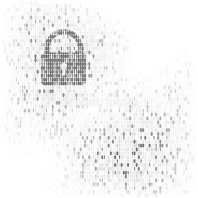 Digital Lock Guard Sign. Binary Code Vector Background with Numbers One and Zero. Artificial ...