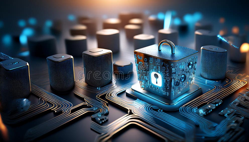 Digital Lock Icon within a Futuristic Circle Interface Represents Data ...