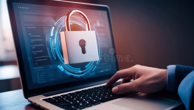 A Digital Lock Icon Hovering Over a Laptop Screen, Symbolizing the ...
