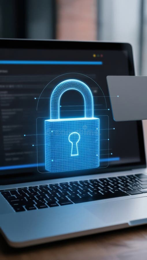 A Digital Lock Icon Hovering Over a Laptop Screen, Symbolizing the ...
