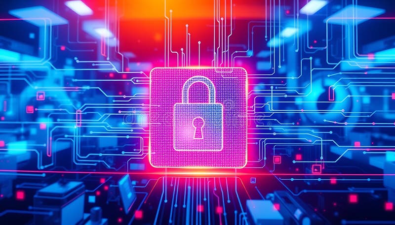 Digital Lock Icon with Padlock Symbol, Security Tech Generative AI ...
