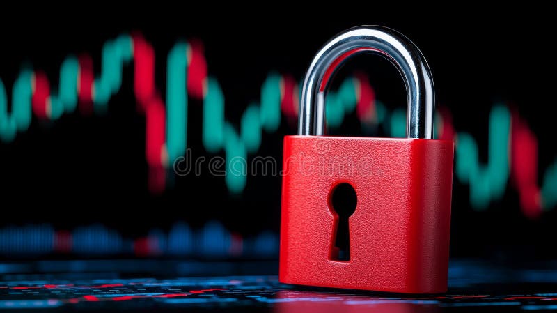 A Digital Lock Icon Rests on a Trading Chart, Representing Security in ...