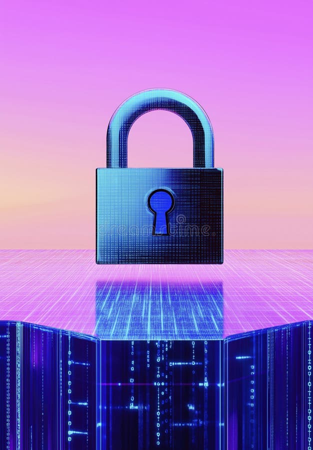 Digital Lock Icon Symbolizes Security and Protection in Vibrant ...