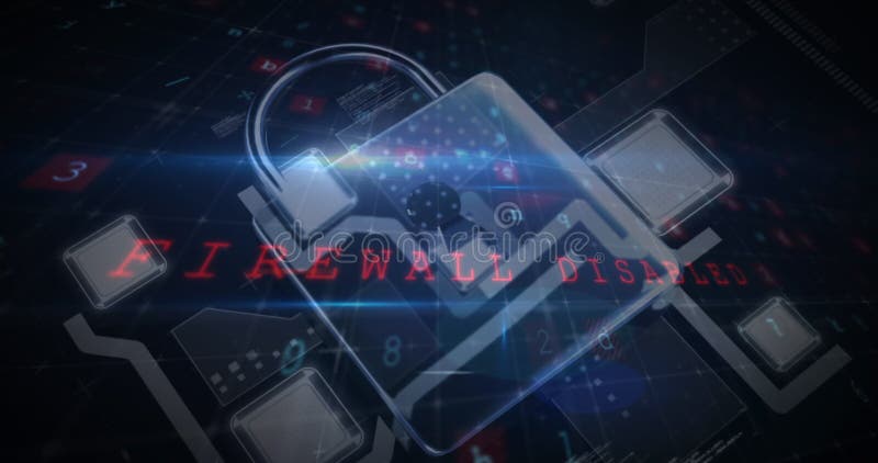 A Digital Lock Icon with Text FIREWALL DISABLED is Prominently ...
