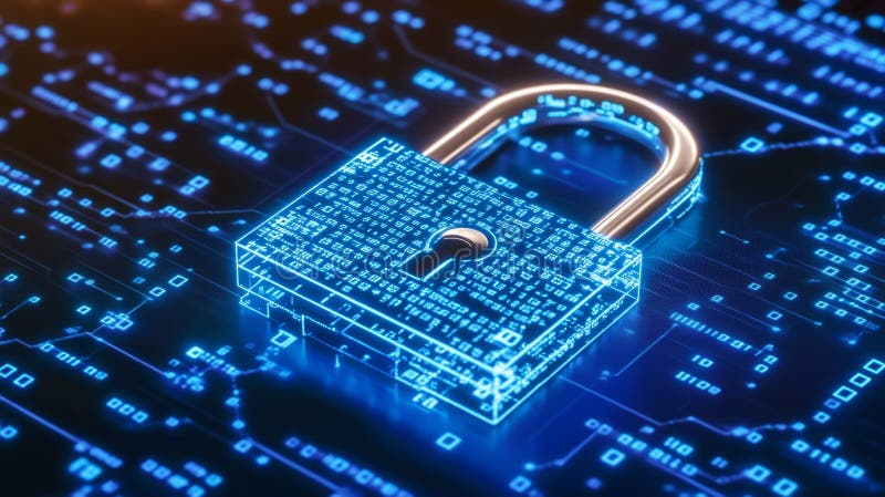 Digital Lock Interface Close-Up View on Computer Screen Stock Image - Image of binary, network ...