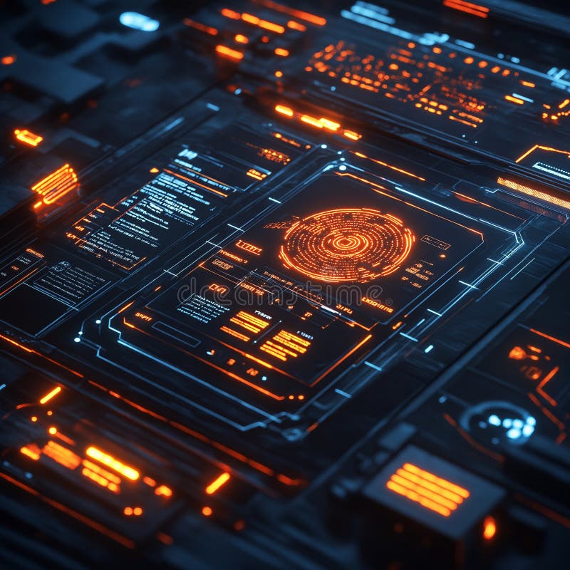 A Digital Lock Interface with Glowing Biometric Fingerprints Stock ...