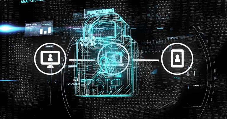 Digital Lock Interface Showing Secure Data Transfer Technology on ...