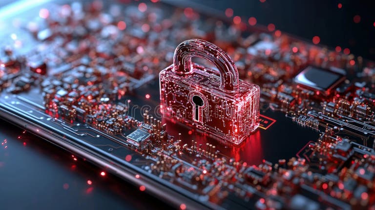 A Digital Lock on a Mobile Phone Exemplifies Modern Data Security for ...