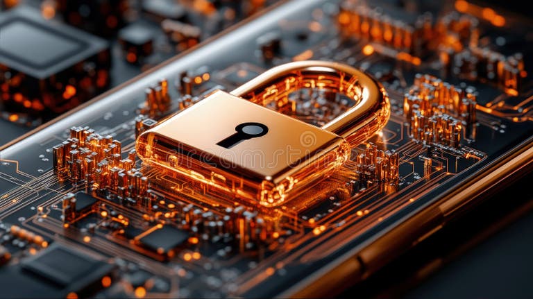A Digital Lock on a Mobile Phone Exemplifies Modern Data Security for ...