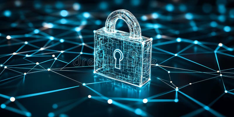 Digital lock on network stock illustration. Illustration of concept ...