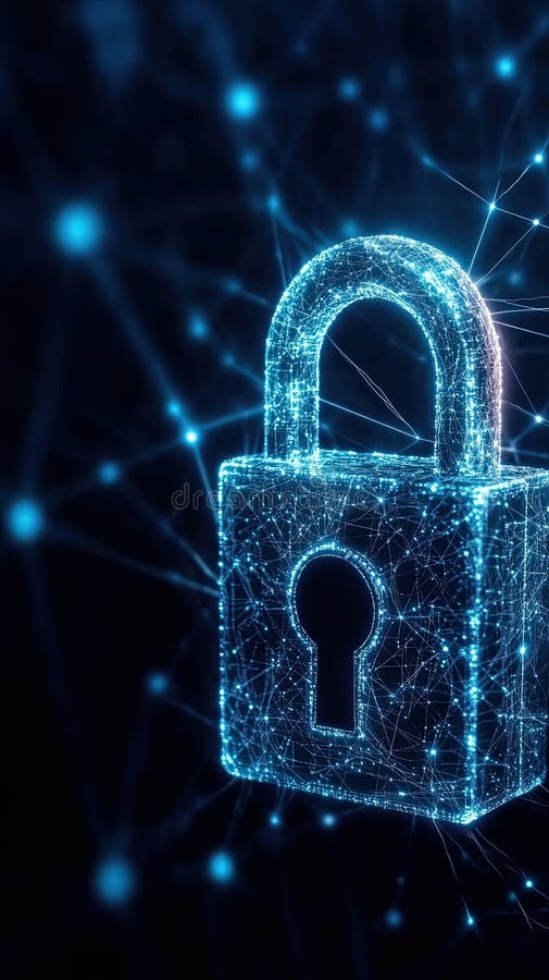 Digital Lock with Network Connections Symbolizes Cybersecurity Stock ...