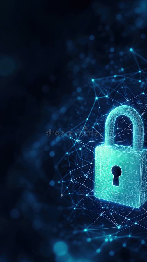 Digital Lock with Network Connections Symbolizes Cybersecurity Stock ...
