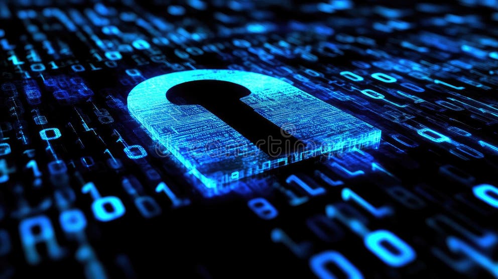 Digital Lock Over Binary Code for Cyber Security Concept. Data ...