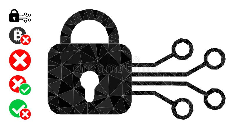 Digital Lock Polygonal Icon and Other Icons Stock Vector - Illustration ...