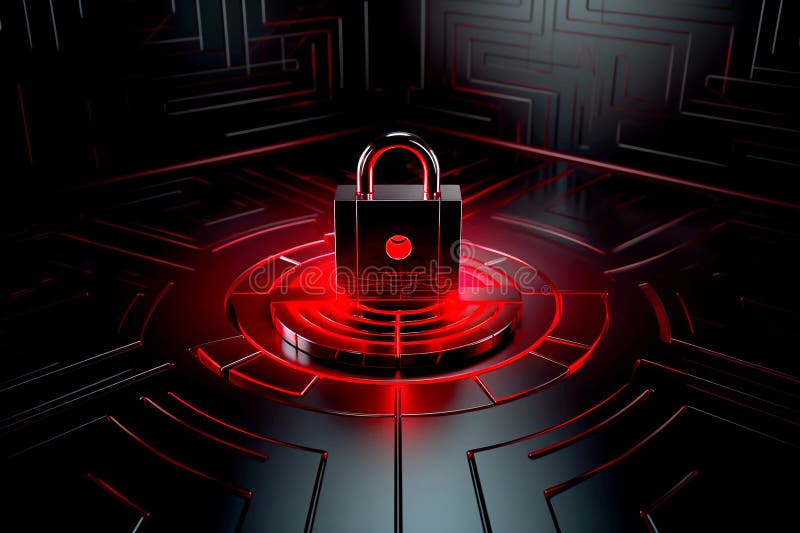 Digital Lock with Red Interface, Ideal for Cybersecurity Concepts. Red ...