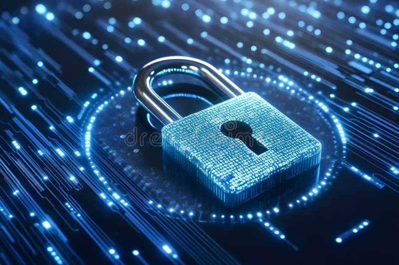 A Digital Lock Secured Against a Backdrop of Glowing Circuits ...