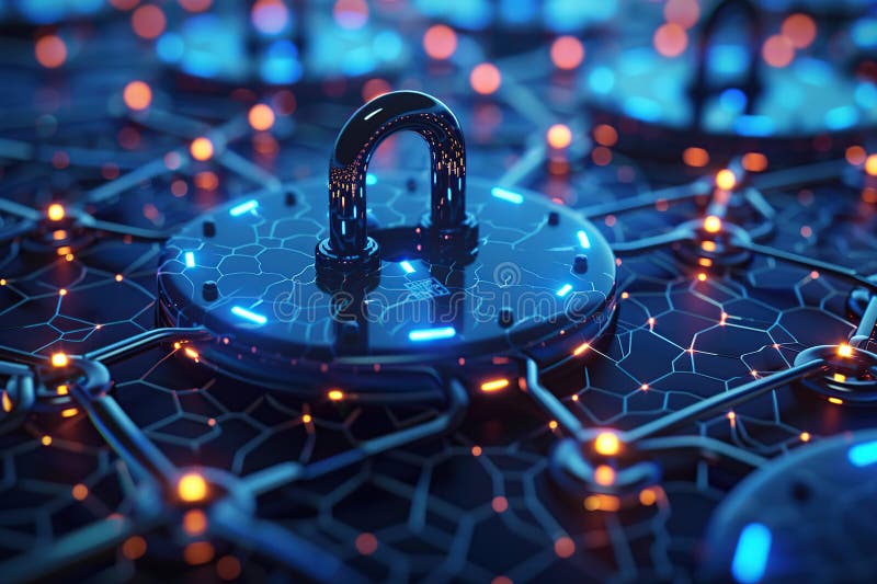 Cyber Security: a Digital Lock Stock Illustration - Illustration of ...