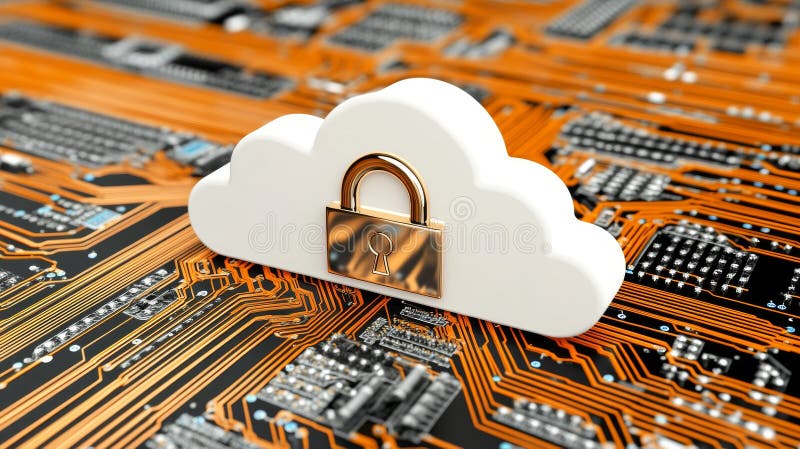 A Digital Lock and Shield Securing a Cloud, Signifying Powerful ...