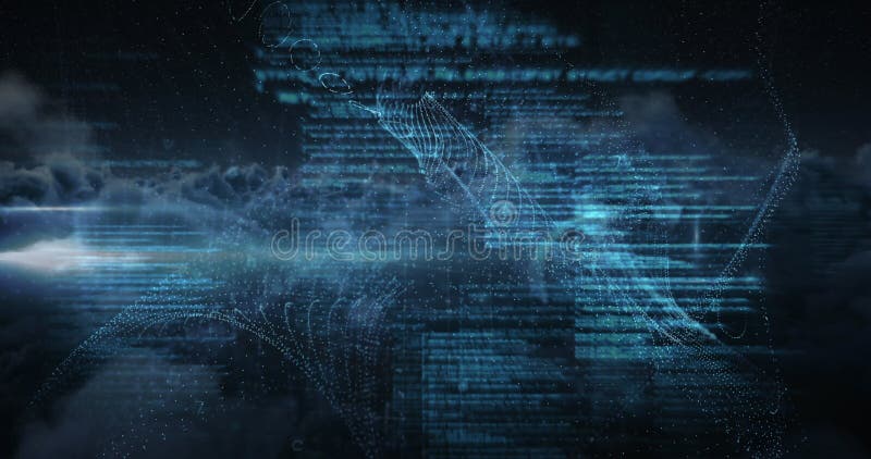 Digital lock in the sky 4k stock illustration. Illustration of tech ...