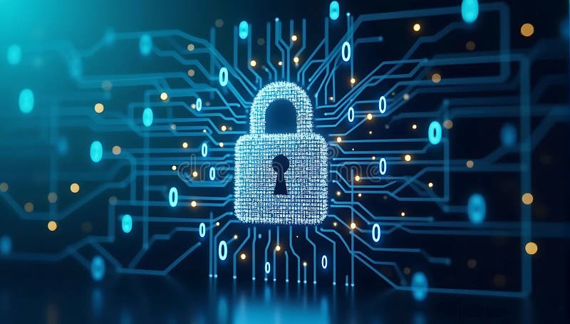 A Digital Lock Surrounded By Glowing Binary Code And Encrypted Symbols Representing Secure Data