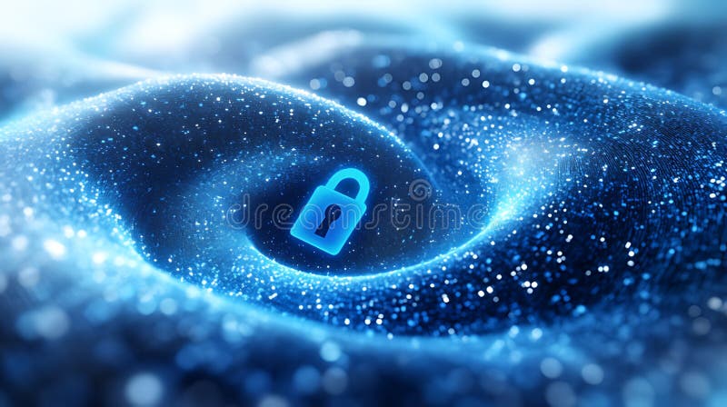 Digital Lock Swirling in Data Stream, Cybersecurity Concept Stock ...