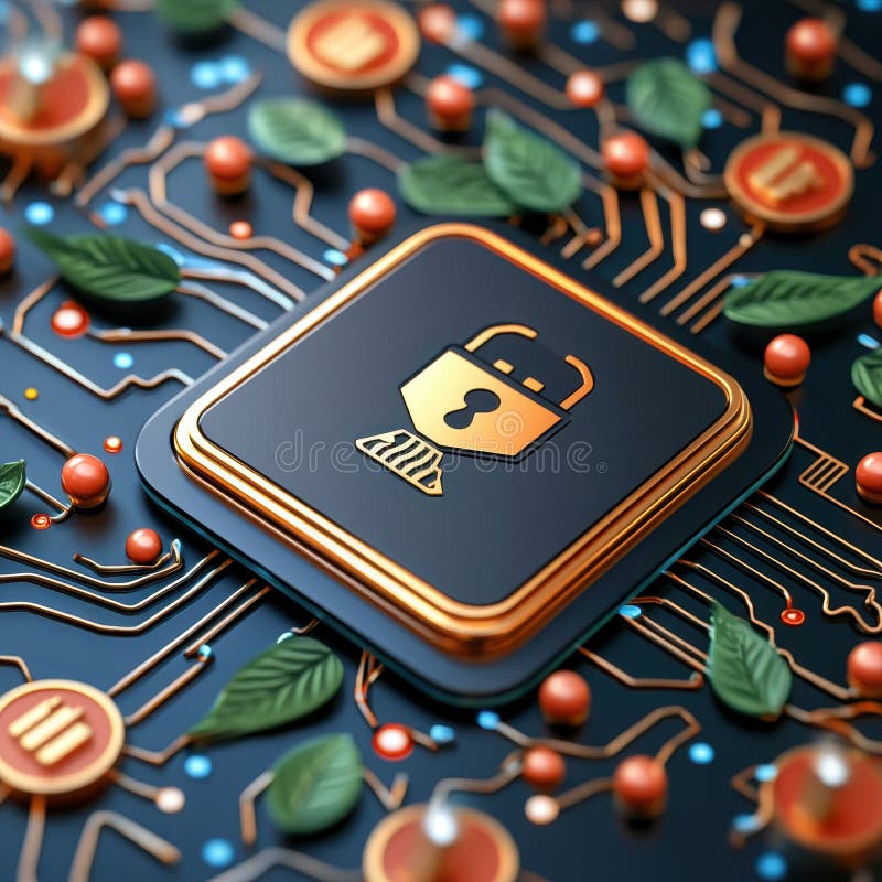 Digital Lock Symbol on Circuit Board Background Represents Online ...