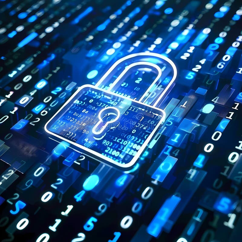 Digital Lock Symbol. Cybersecurity Concept Network Connectivity with ...
