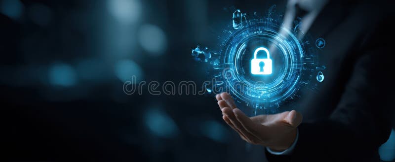 The Digital Lock Symbolizing Cybersecurity in a Futuristic Business ...