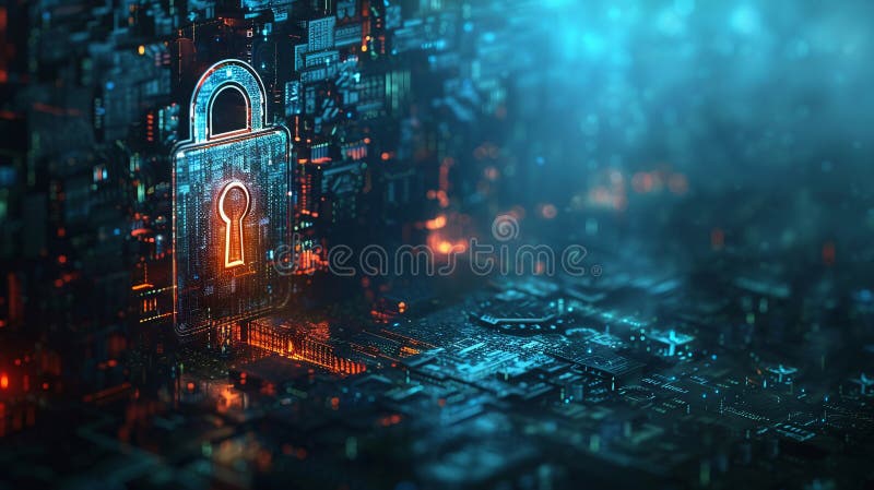 Digital Lock Technology Background, Concept of Online Security Stock ...