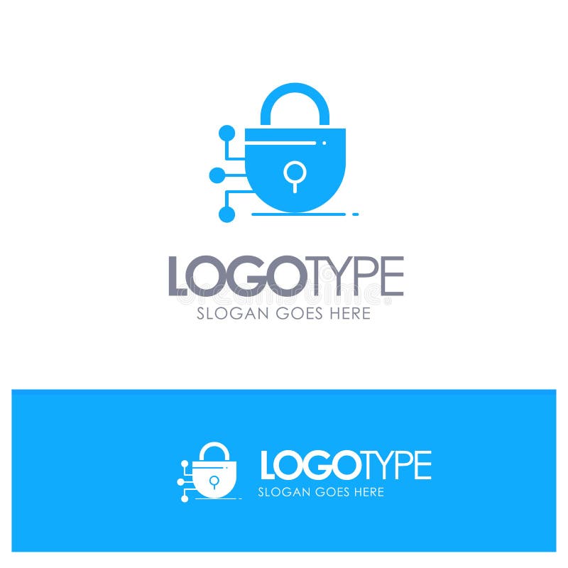 Digital, Lock, Technology Blue Solid Logo with Place for Tagline Stock ...