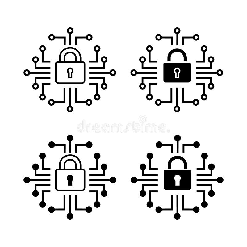 Digital Lock Vector Icon Set. Locked Illustration Sign Collection ...