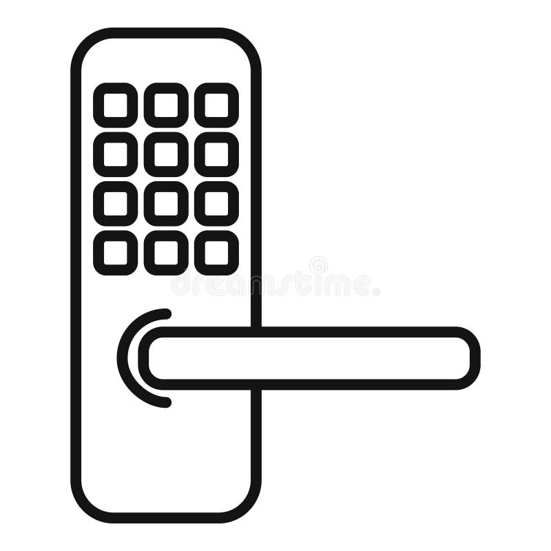Digital Locked Door Icon Outline Vector. Prevent Robbery Stock ...