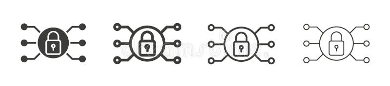 Digital Locked Icon Vector Set on White Background Stock Vector ...