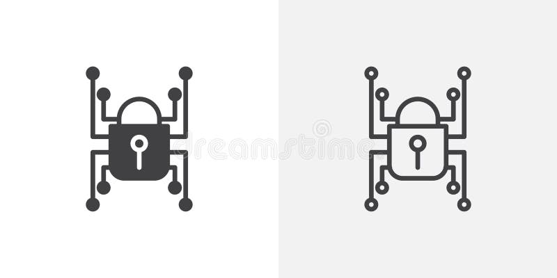 Digital Locked Line Icon Isolated on White Background Stock Vector ...