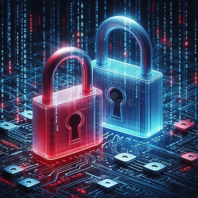 Digital Locks on Cybersecurity Background Stock Image - Image of ...