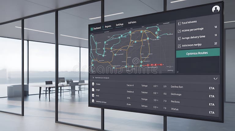 Digital Logistics Network Map Display Digital Map Delivery Routes Stock ...