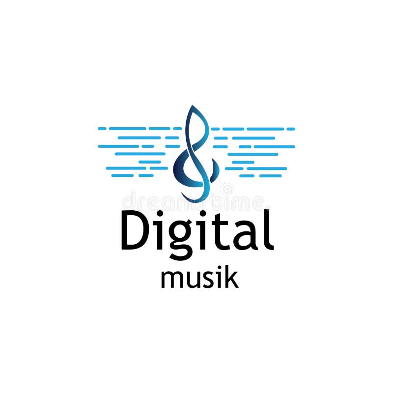 Digital Logo Music Line Illustration with Color Vector Design Stock ...