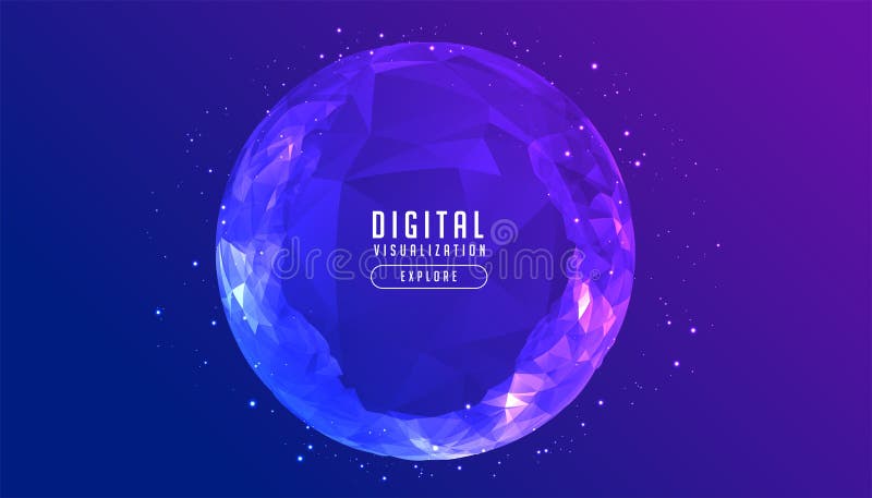 Digital Low Poly Circular Sphere Technology Concept Background Stock ...