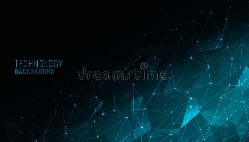 Digital Low Poly Technology Background with Network Mesh Stock Vector ...