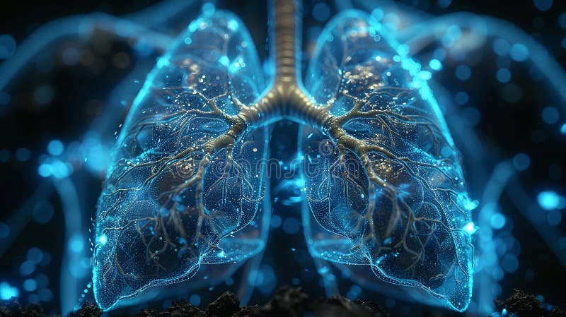 Digital Lung Anatomy Visualization. AI Generated. Stock Illustration ...