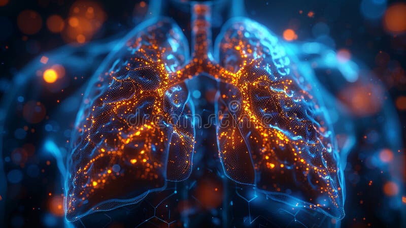 Digital Lung Anatomy Visualization. AI Generated. Stock Illustration ...