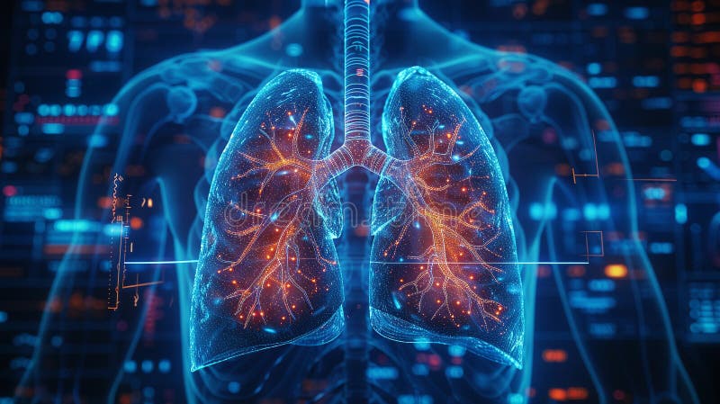 Digital Lung Anatomy Visualization. AI Generated. Stock Illustration ...