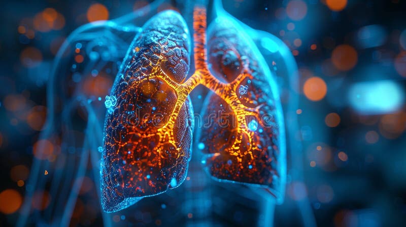 Digital Lung Anatomy Visualization. AI Generated. Stock Illustration ...