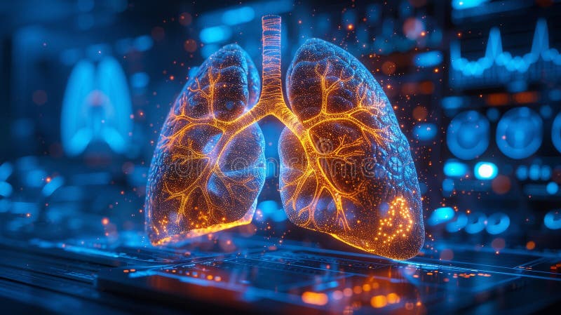 Digital Lung Anatomy Visualization. AI Generated. Stock Illustration ...