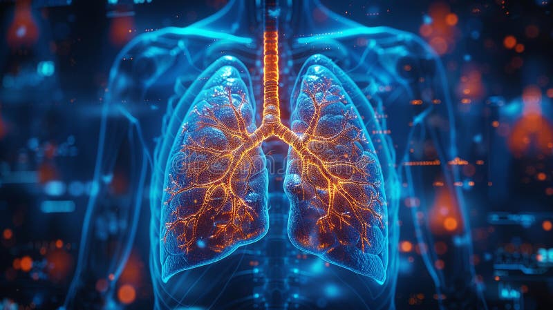 Digital Lung Anatomy Visualization. AI Generated. Stock Illustration ...