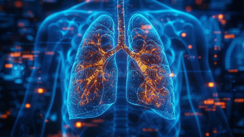 Digital Lung Anatomy Visualization. AI Generated. Stock Illustration ...