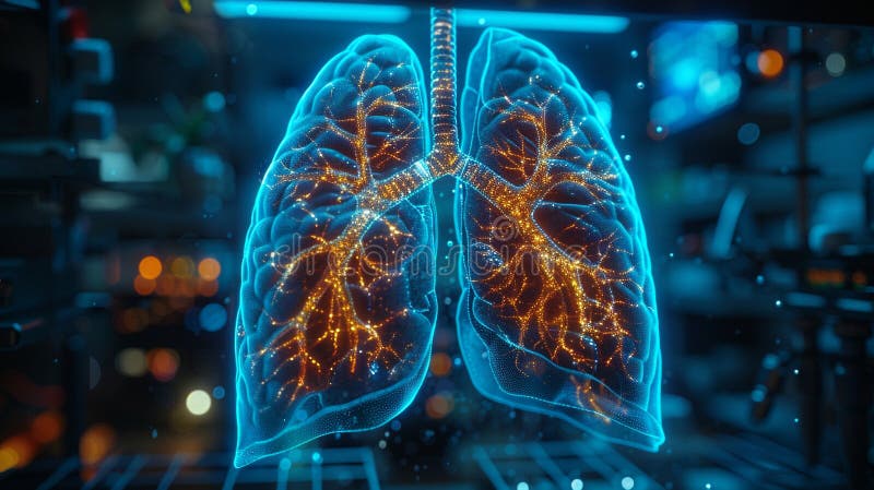 Digital Lung Anatomy Visualization. AI Generated. Stock Illustration ...