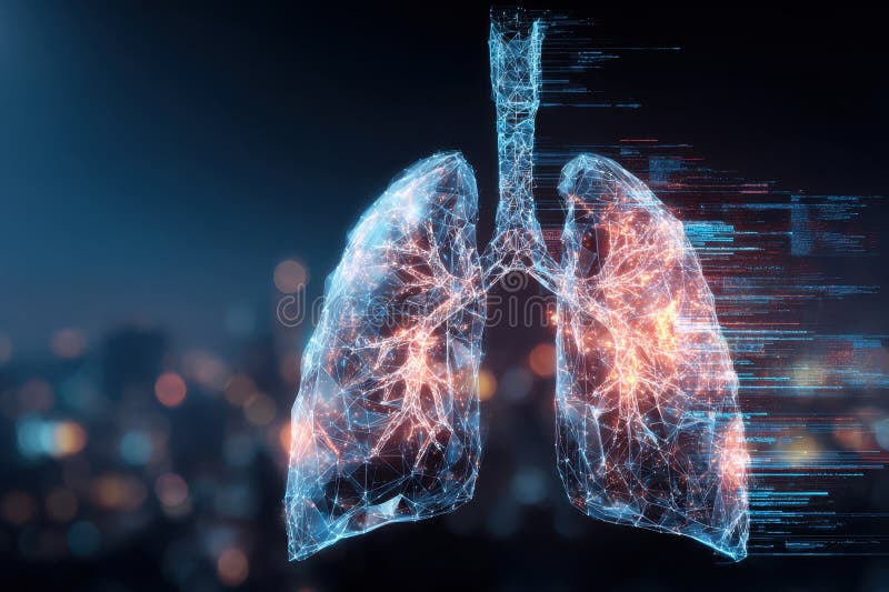 Digital Lung Visualization with Futuristic Glowing Network in ...