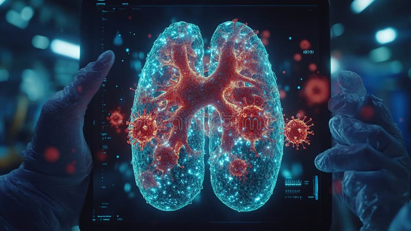 Digital Lungs, Virus, Lab, Research, Screen Stock Illustration ...